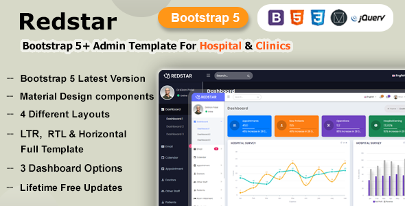 RedStar - Bootstrap 5 Material Admin Dashboard Template For Hospital ...