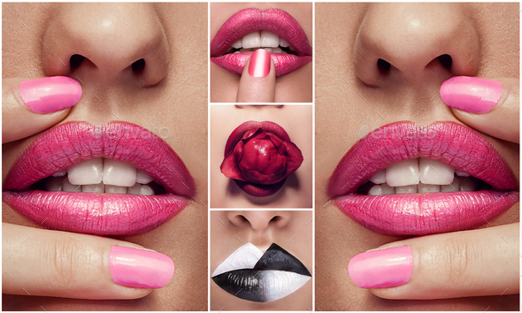 Collage of lips in close up photos Stock Photo by DC_Studio | PhotoDune