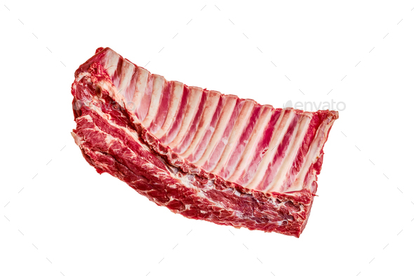 Fresh raw rack of lamb isolated on white Stock Photo by boomeart ...
