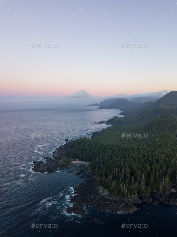 Pacific Ocean Coast. Canadian Nature Background. Aerial Stock Photo by ...
