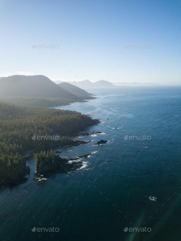 Pacific Ocean Coast. Canadian Nature Background. Aerial Stock Photo by ...