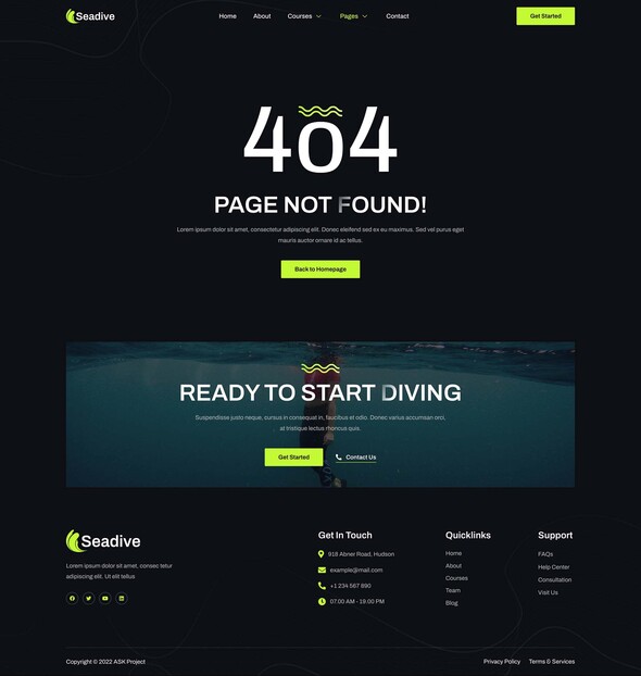 Seadive - Scuba Diving Centre Elementor Template Kit by askproject