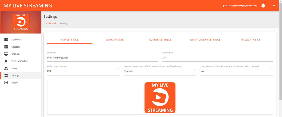 My Streaming Android App With Admin Panel Android 11 Support By Bytesbee