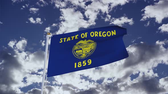 Oregon Flag With Sky 4k, Motion Graphics | VideoHive