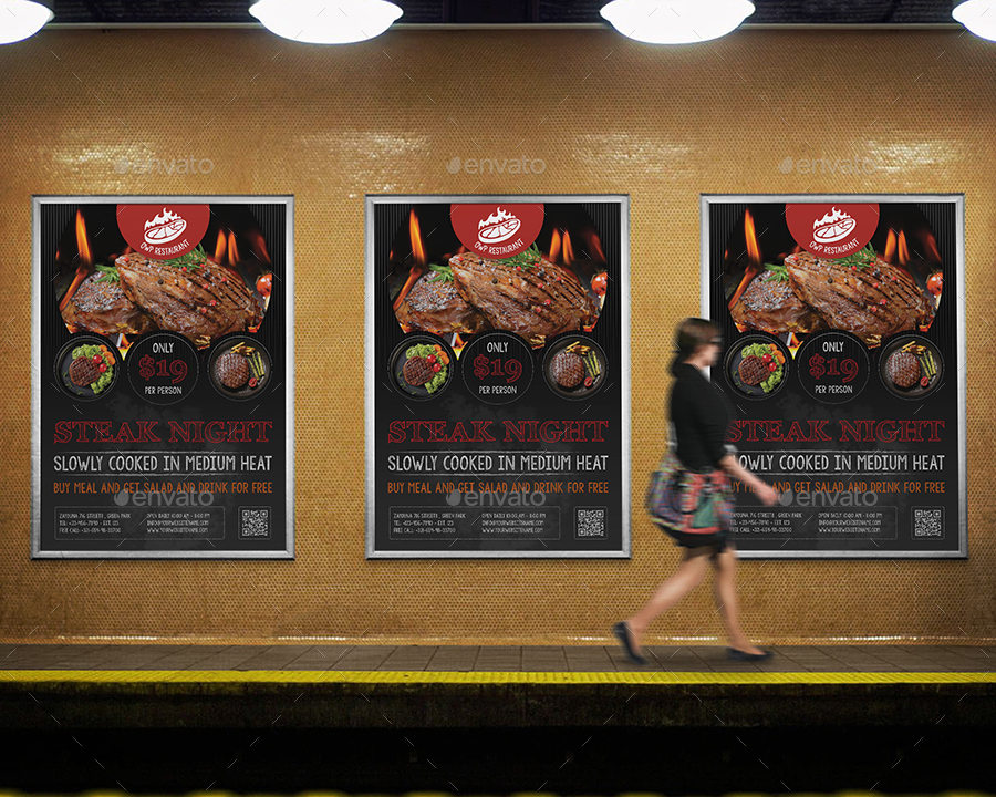 Grill Steak Restaurant Advertising Bundle, Print Templates | GraphicRiver