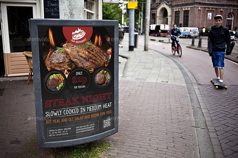 Grill Steak Restaurant Advertising Bundle, Print Templates | GraphicRiver