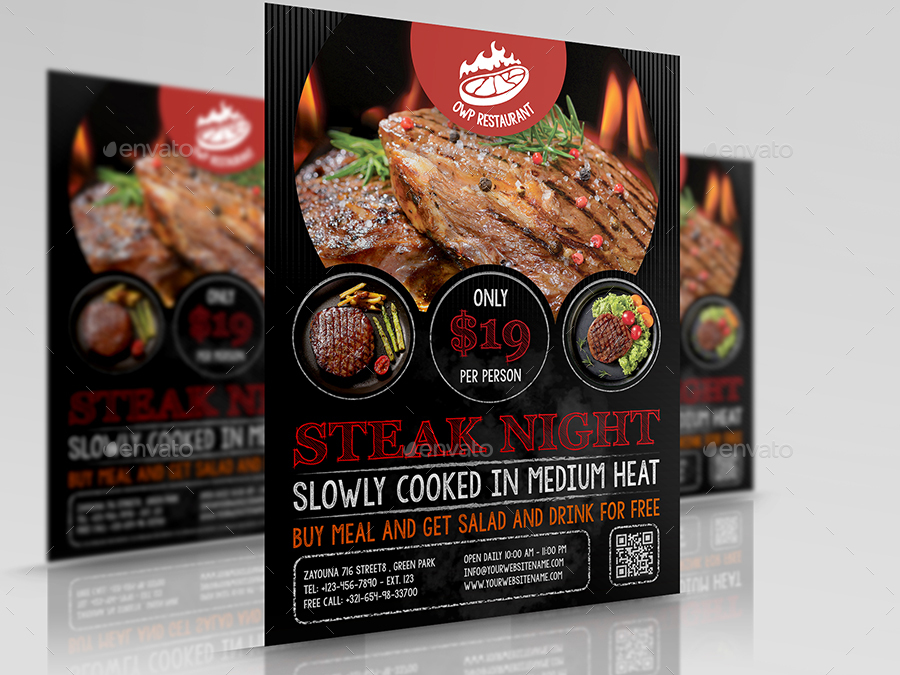 Grill Steak Restaurant Advertising Bundle, Print Templates | GraphicRiver