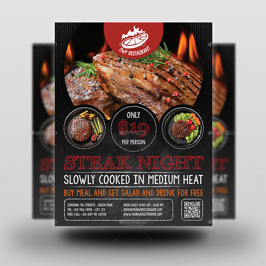 Grill Steak Restaurant Advertising Bundle, Print Templates | GraphicRiver
