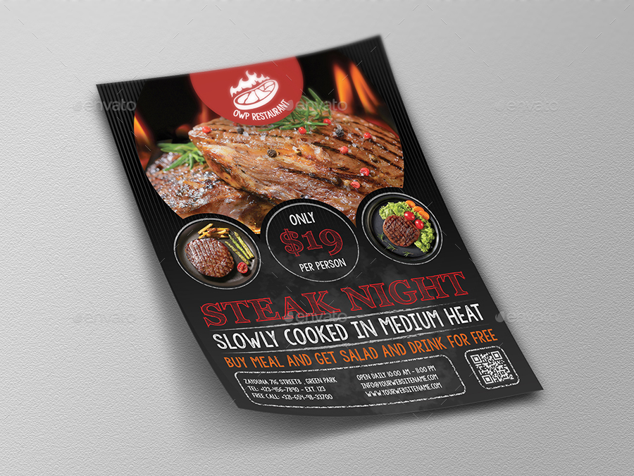 Grill Steak Restaurant Advertising Bundle, Print Templates | GraphicRiver