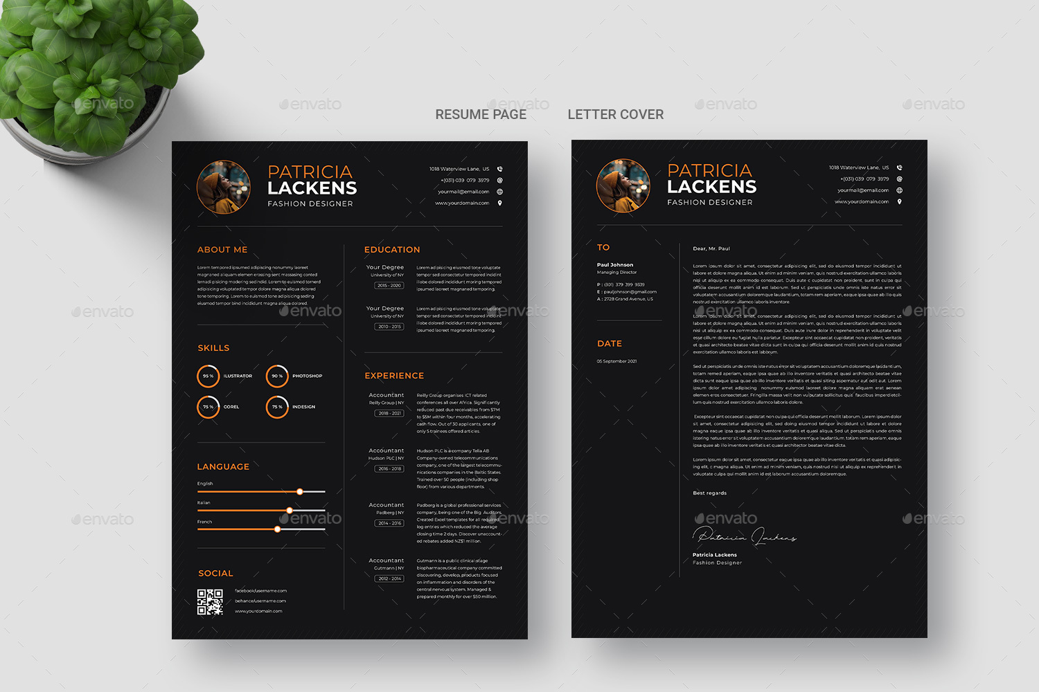 Dark CV Resume Template, Print Templates | GraphicRiver