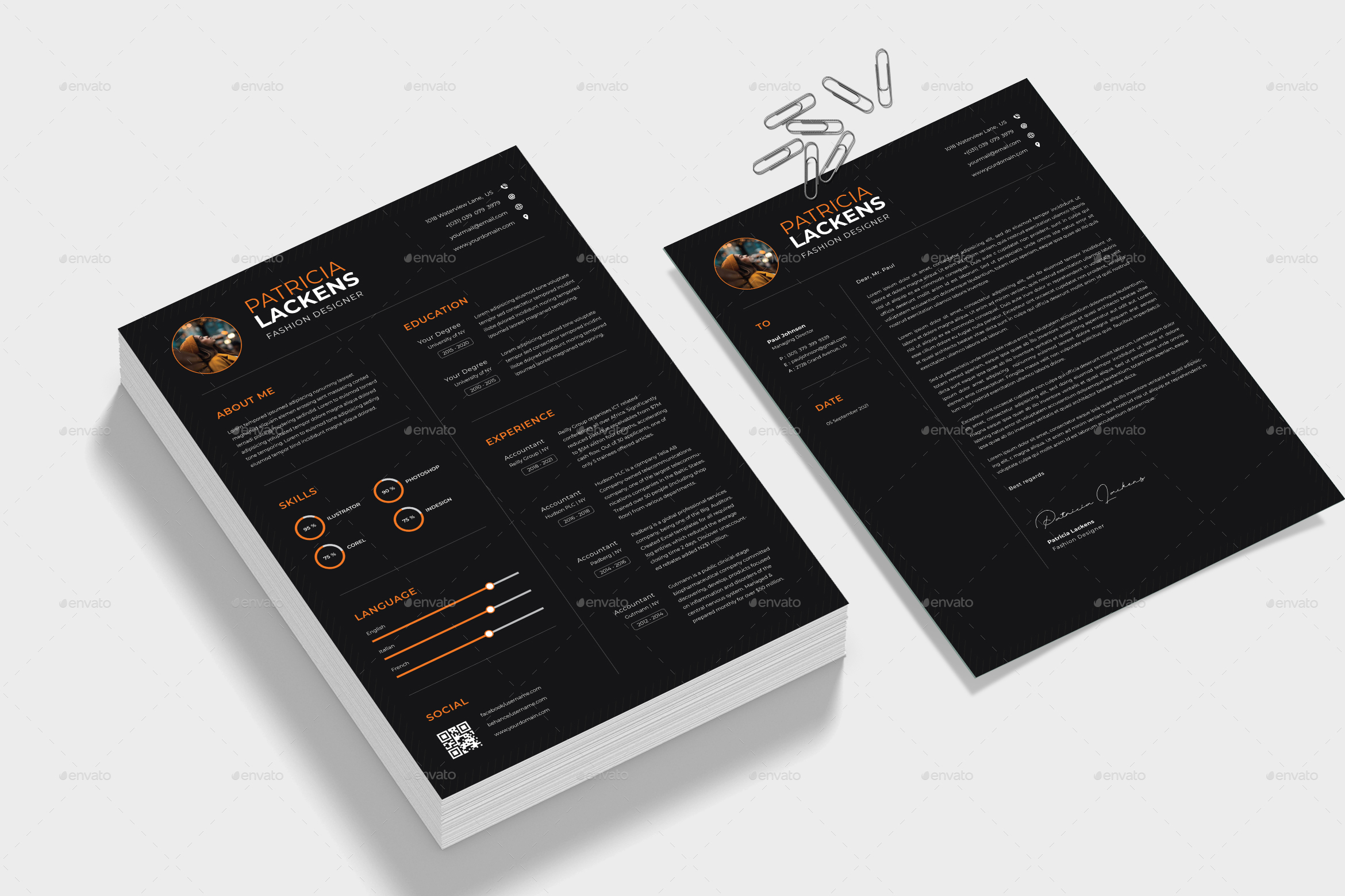 Dark CV Resume Template, Print Templates | GraphicRiver