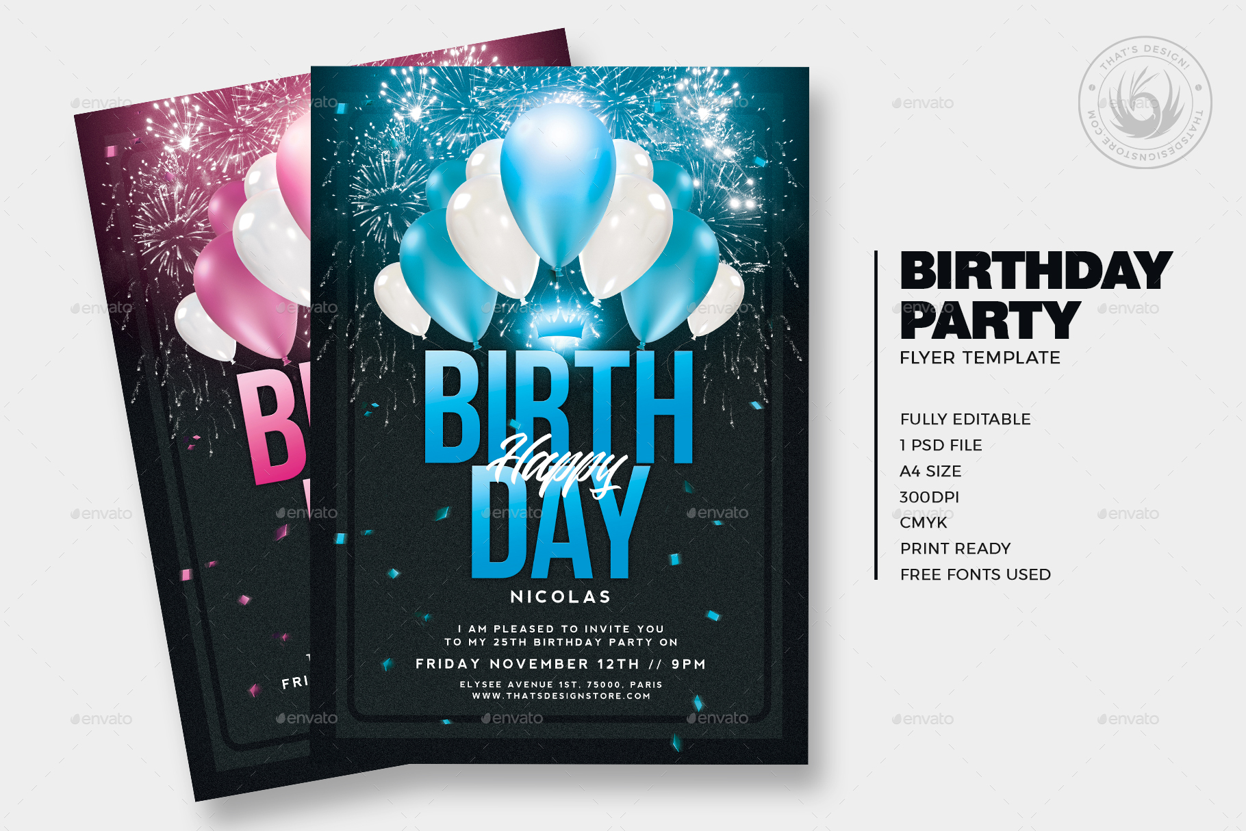 Birthday Party Flyer Template, Print Templates | GraphicRiver