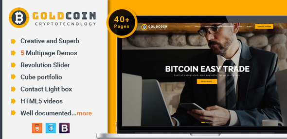 GoldCoin - Bitcoin Cryptocurrency HTML Template by shtheme | ThemeForest