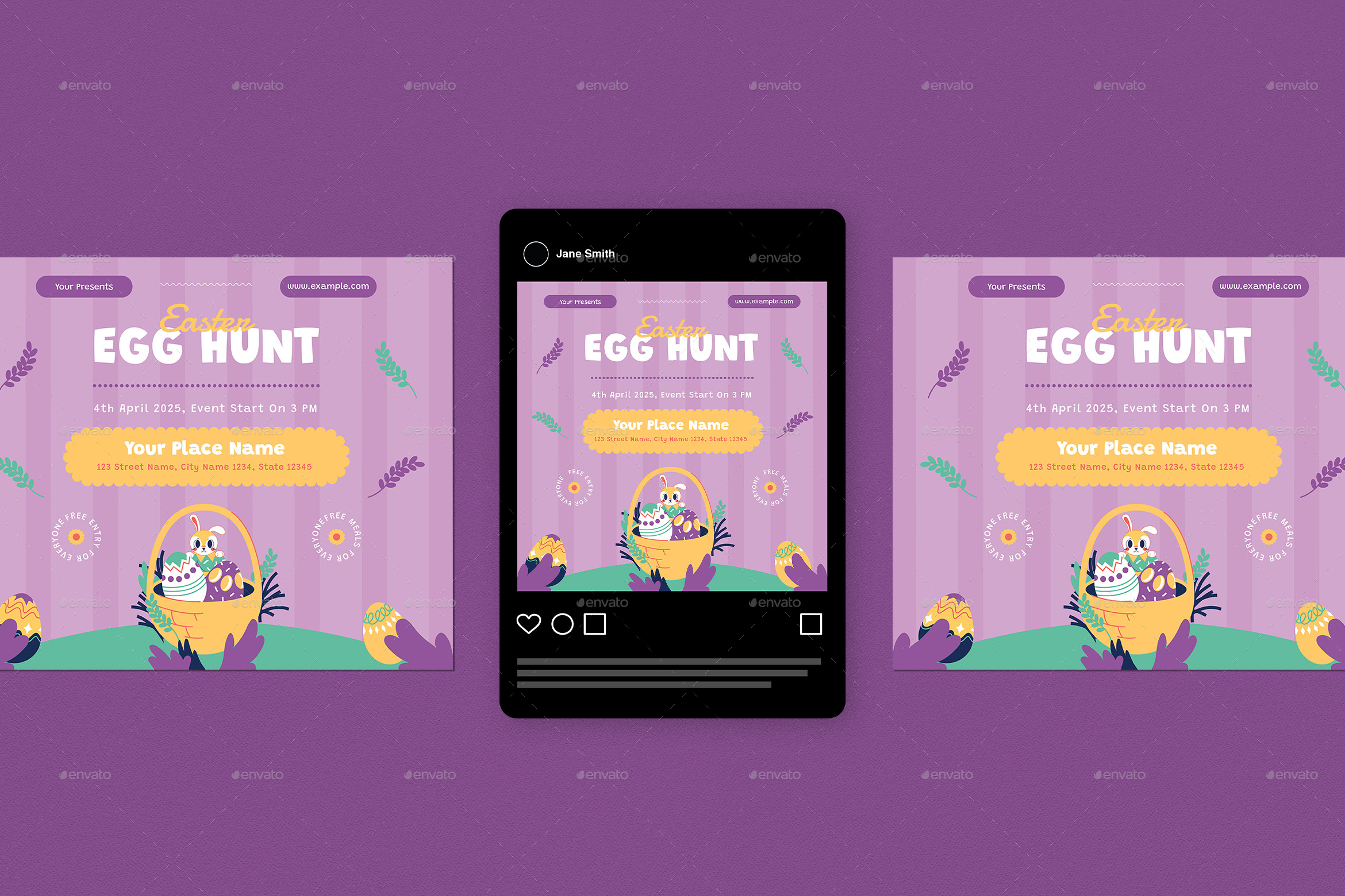 Easter Egg Hunt Social Media Package, Web Elements | GraphicRiver