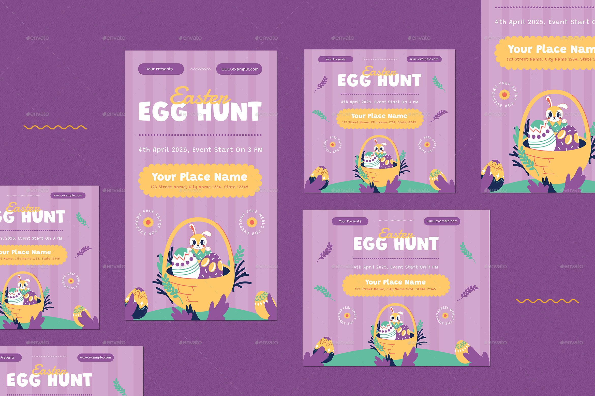 Easter Egg Hunt Social Media Package, Web Elements | GraphicRiver