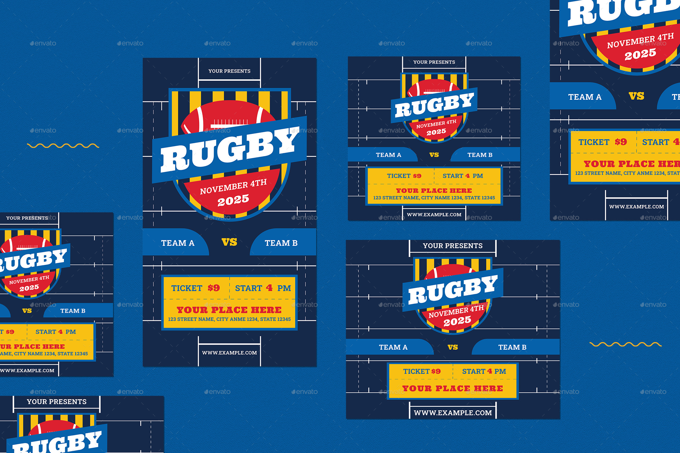 Rugby Social Media Package, Web Elements | GraphicRiver