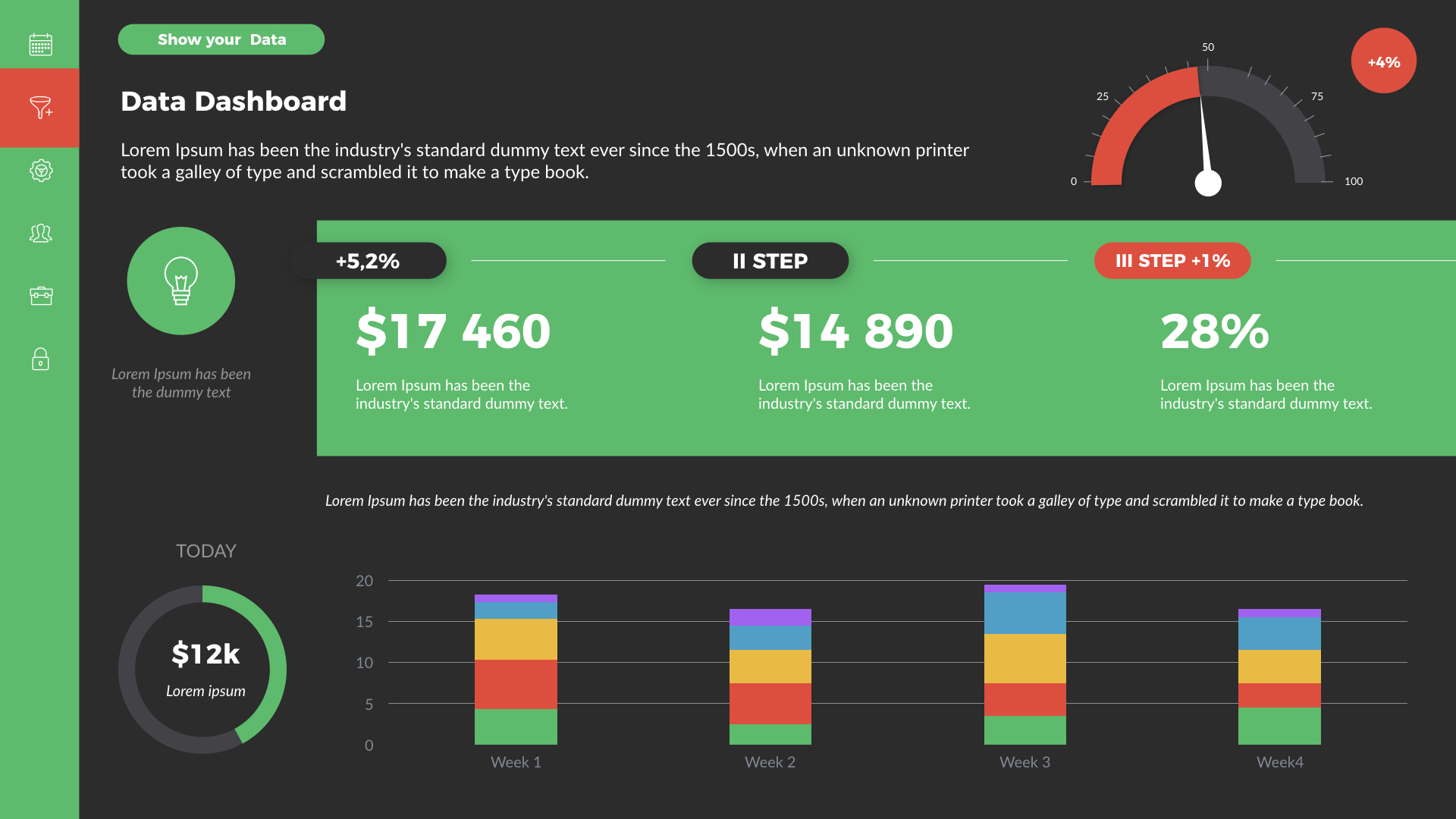 Data Dashboards Keynote Presentation Template, Presentation Templates