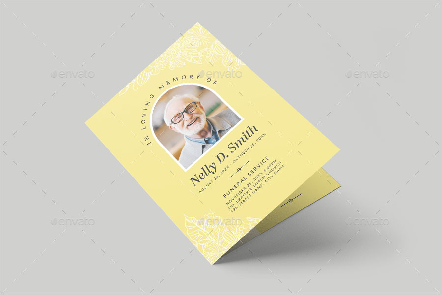 Yellow Funeral Program Template, Print Templates | GraphicRiver