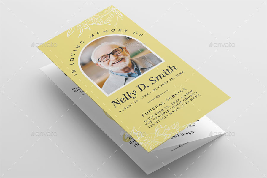 Yellow Funeral Program Template, Print Templates | GraphicRiver
