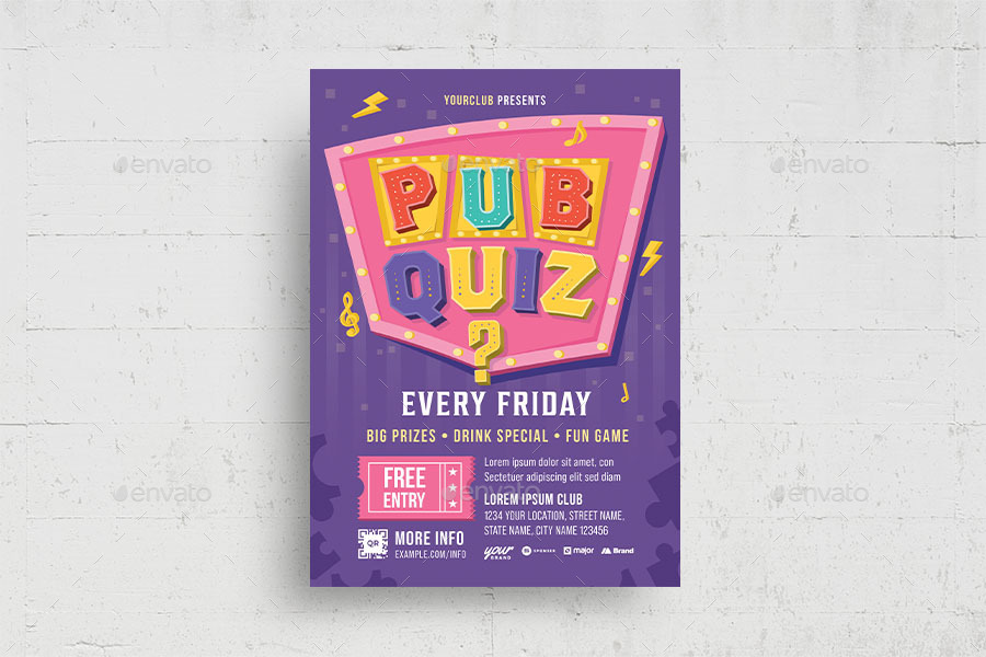 Pub Quiz Night Flyer Template, Print Templates | GraphicRiver