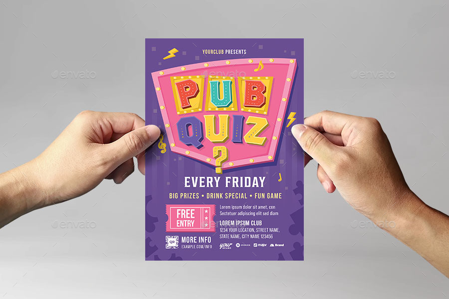 Pub Quiz Night Flyer Template, Print Templates | GraphicRiver