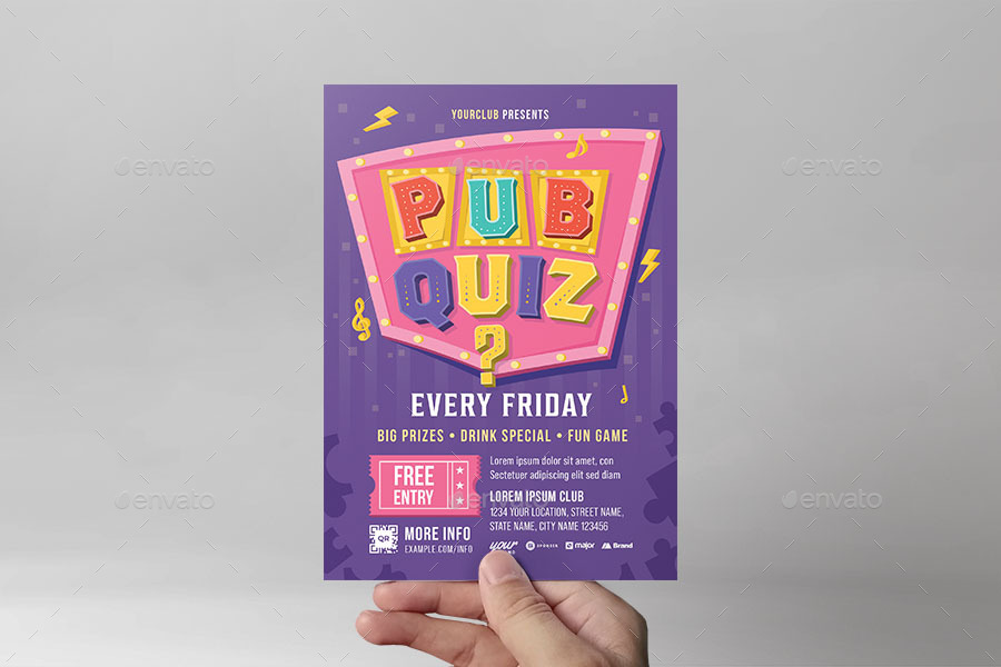 Pub Quiz Night Flyer Template, Print Templates | GraphicRiver
