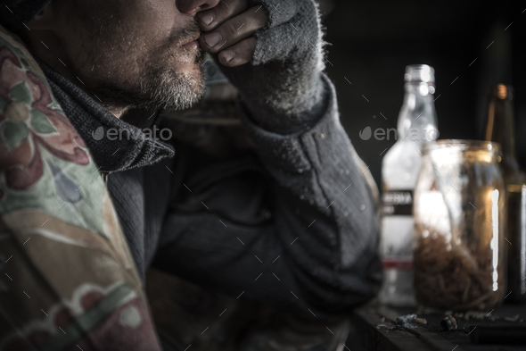 Homeless Alcoholic Caucasian Male Stock Photo by duallogic | PhotoDune