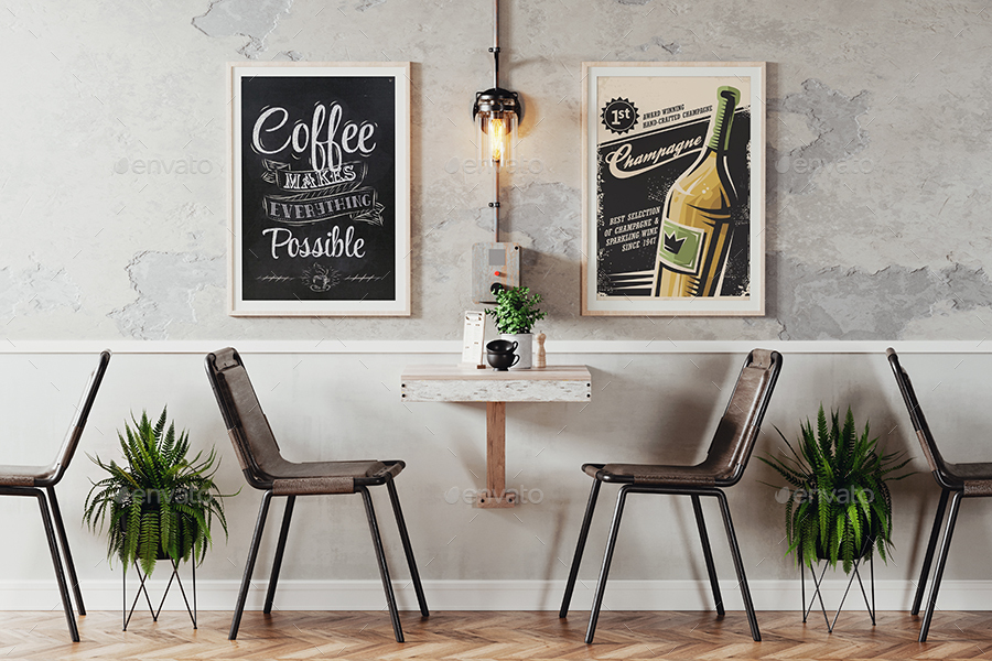 Vintage Cafe Poster Frame Mockup, Graphics | GraphicRiver