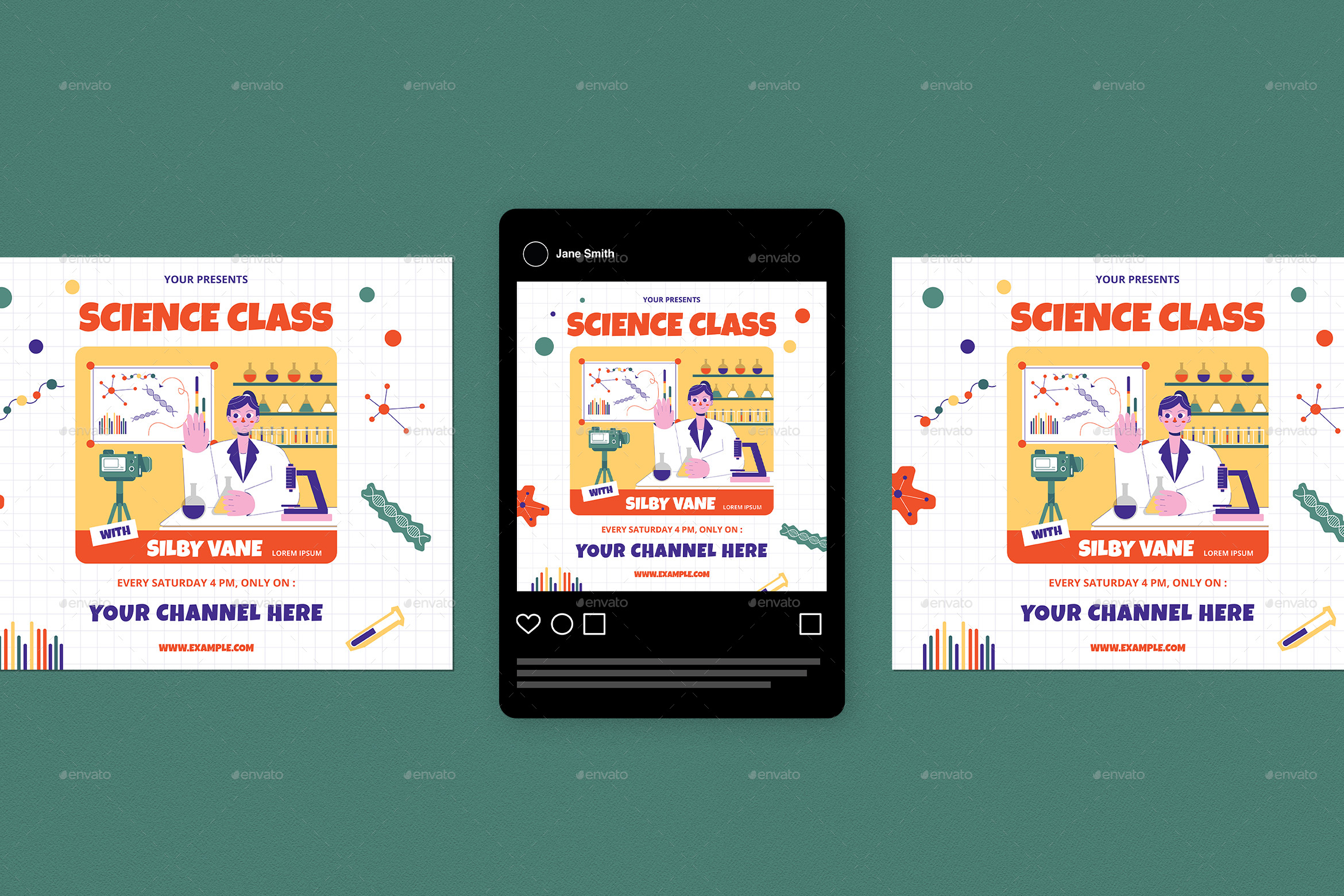 Science Class Social Media Package, Web Elements | GraphicRiver