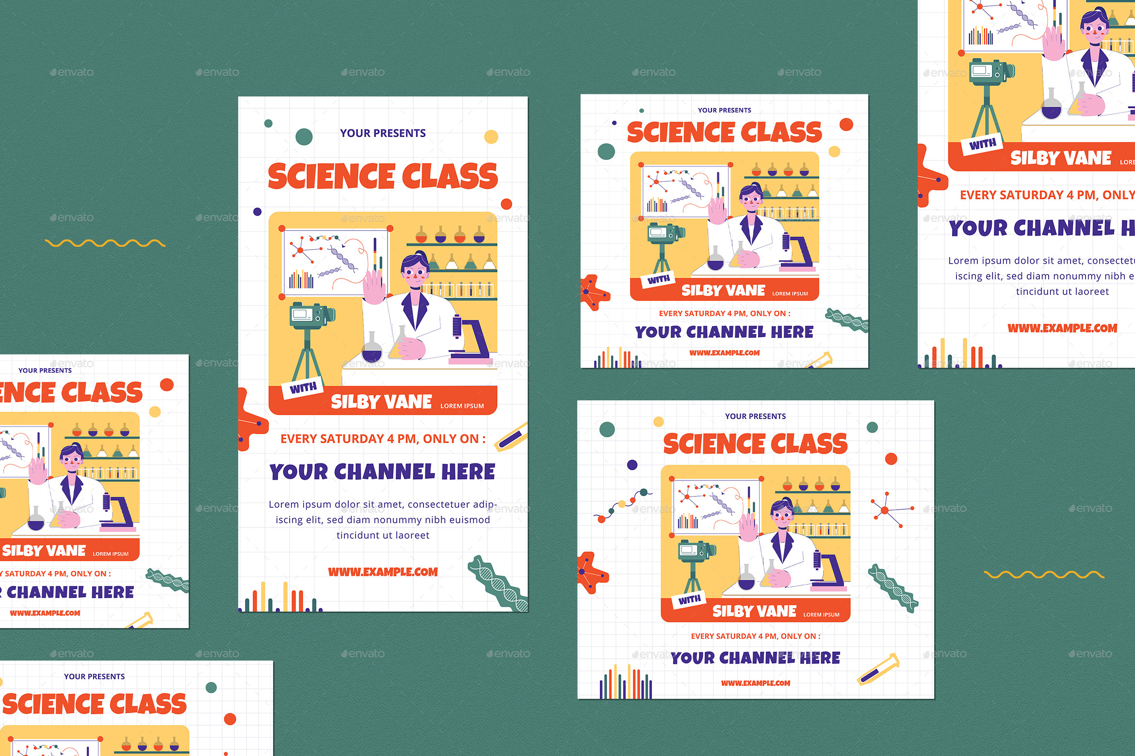 Science Class Social Media Package, Web Elements | GraphicRiver