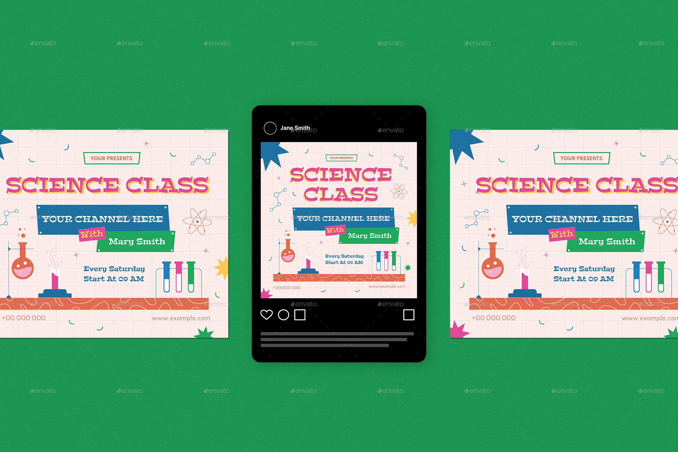 Science Class Social Media Package, Web Elements | GraphicRiver