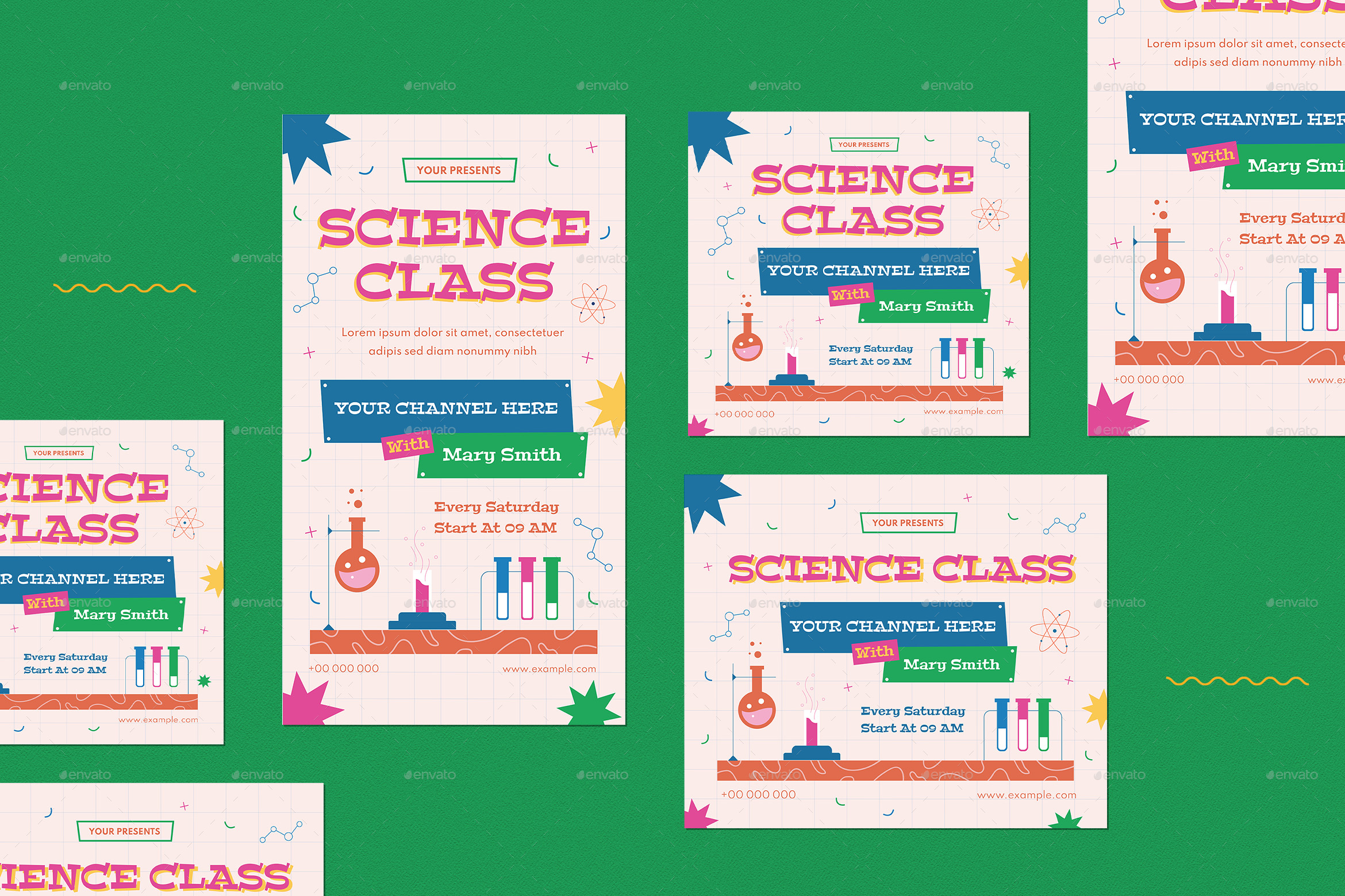 Science Class Social Media Package, Web Elements | GraphicRiver