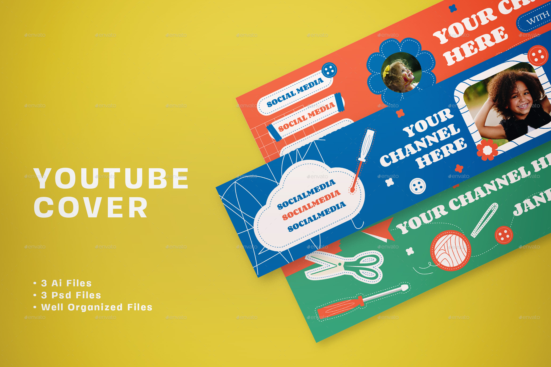 Kids DIY Youtube Cover, Web Elements | GraphicRiver