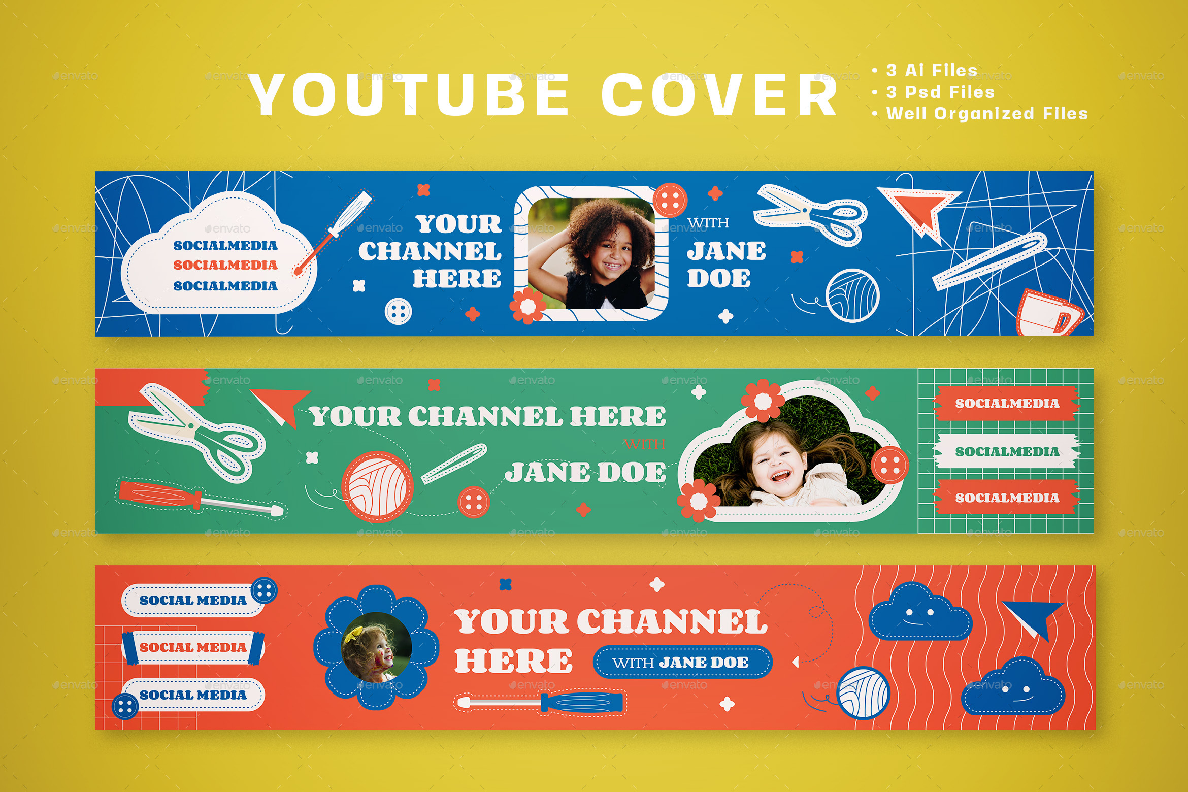 Kids DIY Youtube Cover, Web Elements | GraphicRiver