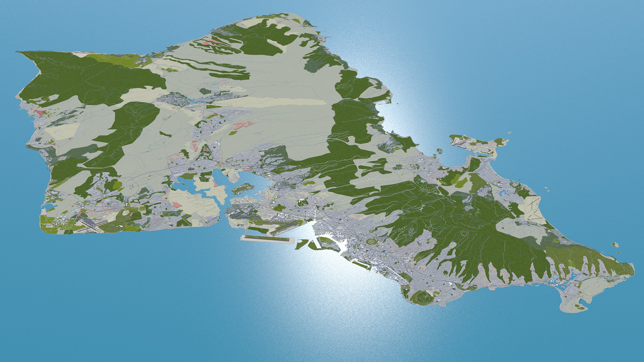 Oahu Island Hawaii city USA 3d model 80km by TurboCG | 3DOcean