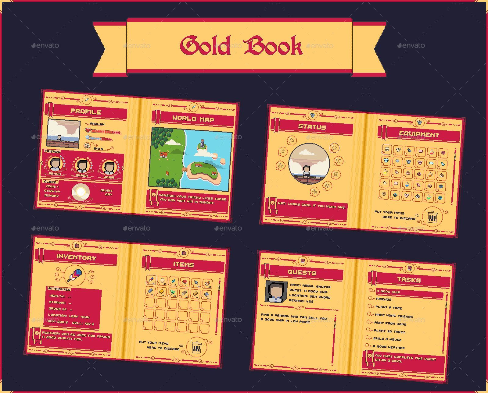 Pocket Inventory Pack #1 : Adventure Book, Game Assets | GraphicRiver