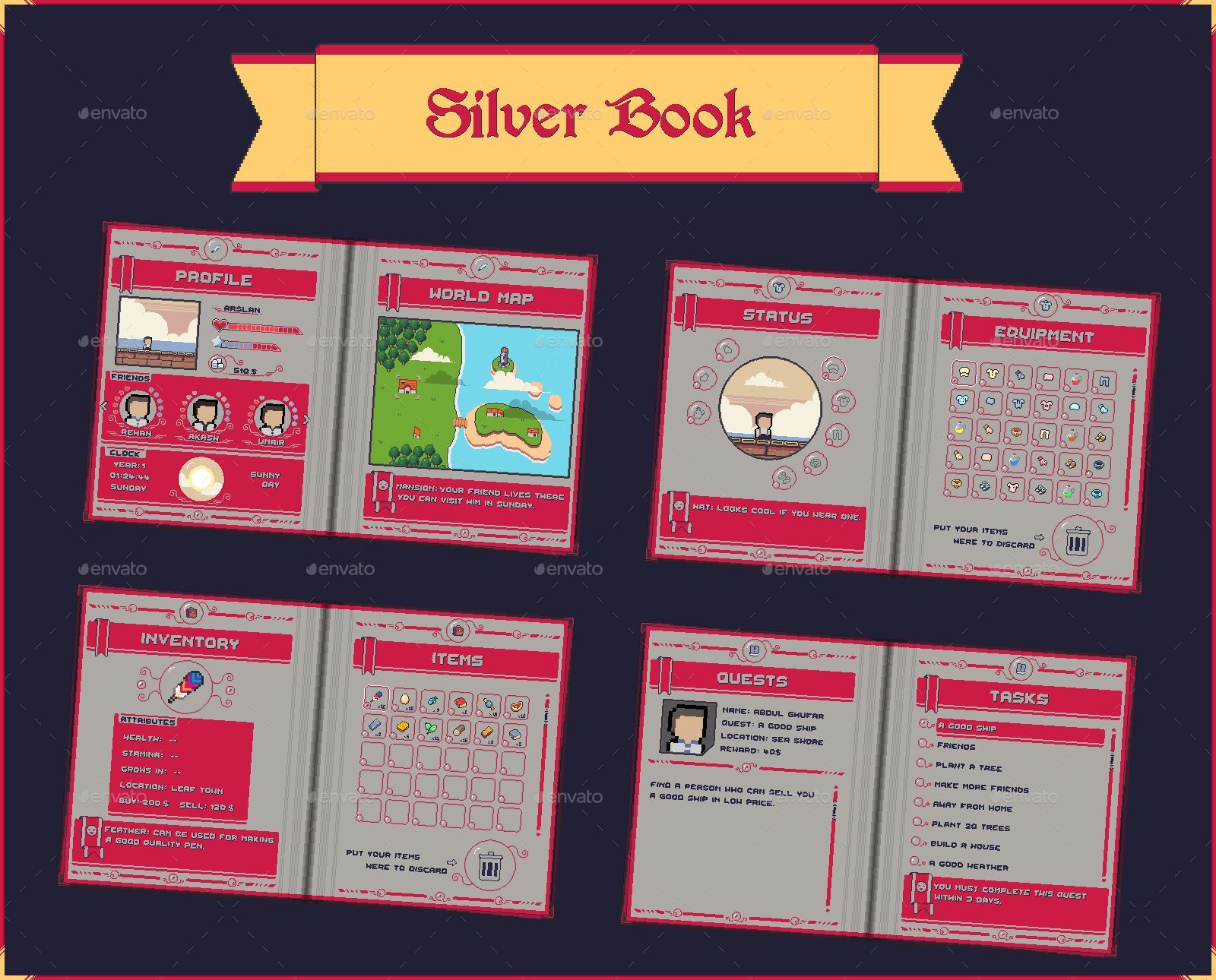 Pocket Inventory Pack #1 : Adventure Book, Game Assets | GraphicRiver