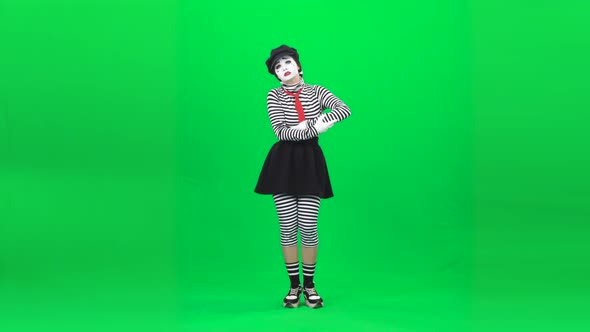 Mime Girl Shaking Baby, Looking Exhausted. Chroma Key. Full Length ...