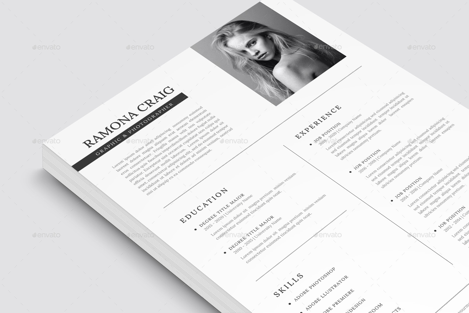Minimal CV Resume & Cover Letter, Print Templates | GraphicRiver