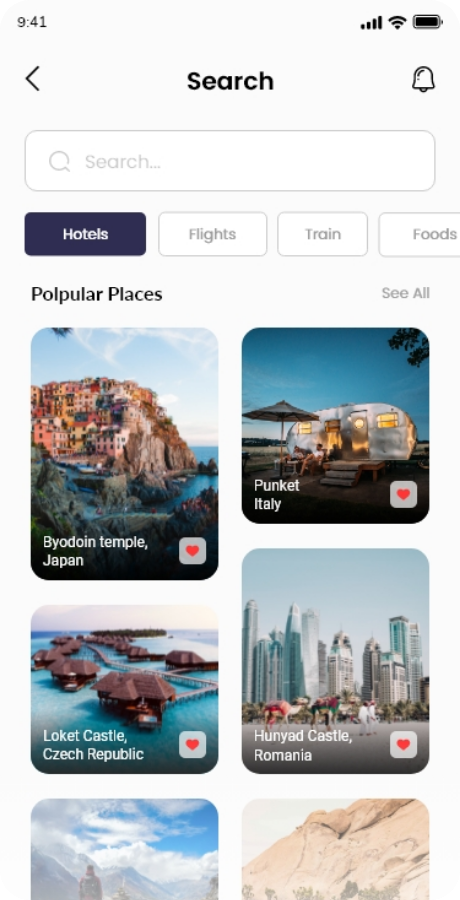 Flutter app ui -Travel app, Book your trip, Explore ride, Search ...