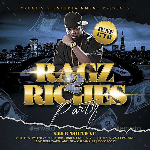 Ragz 2 Riches Party Flyer Templates, Print Templates | GraphicRiver