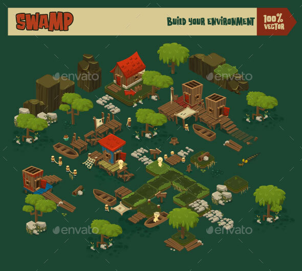 Swamp - Isometric Assets, Game Assets | GraphicRiver