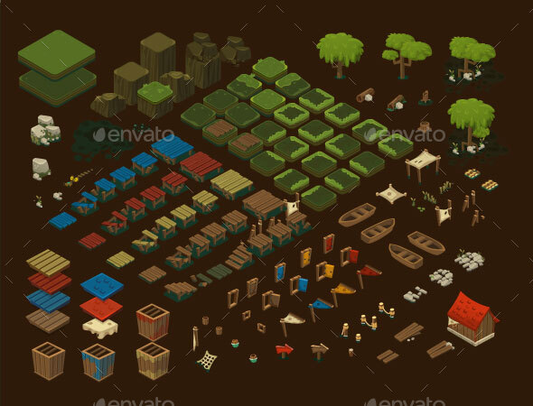 Swamp - Isometric Assets, Game Assets | GraphicRiver