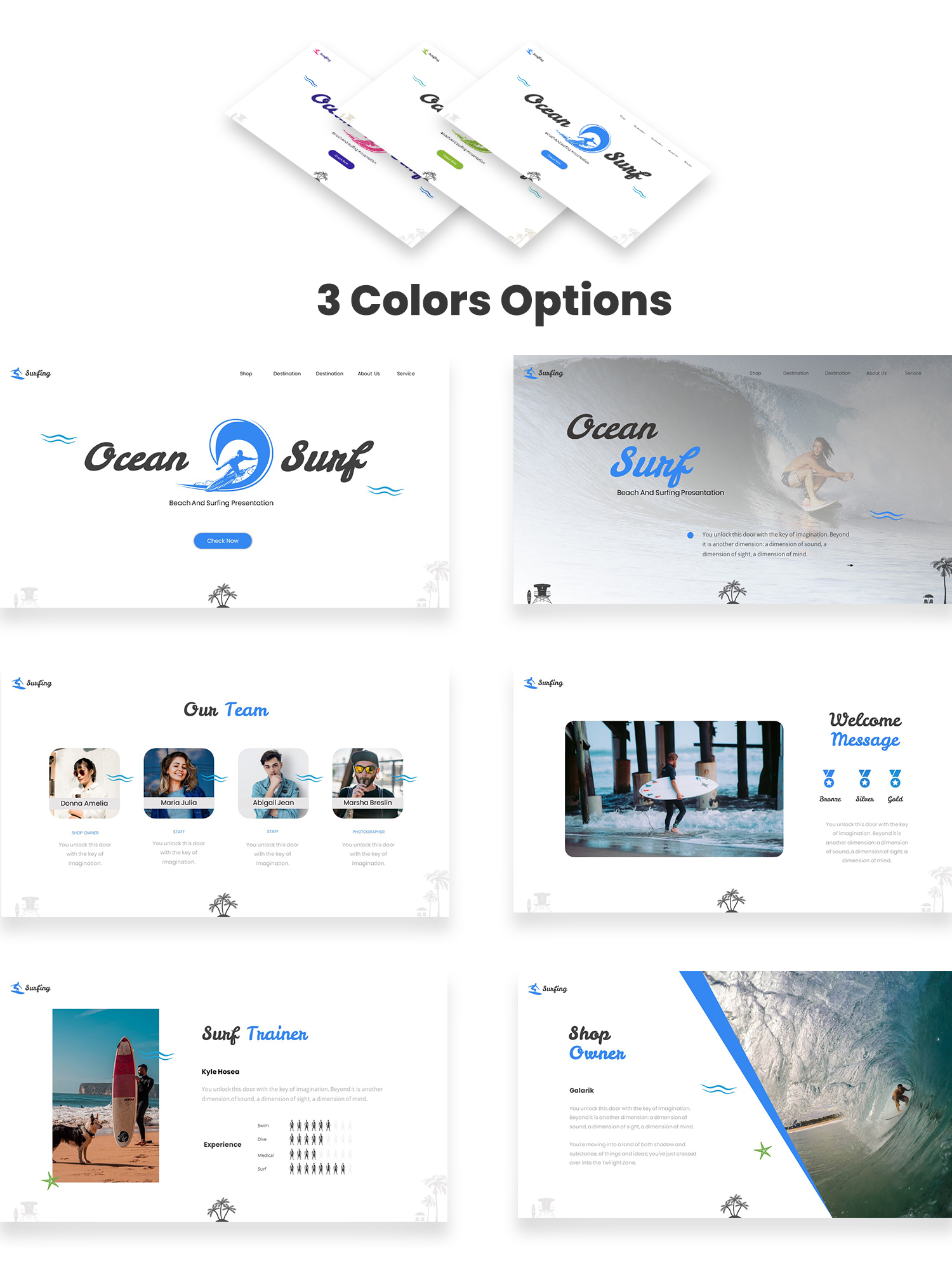 Ocean & Surfing Google Slides Presentation, Presentation Templates
