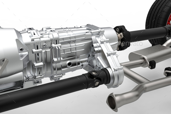 Car transfer box and drive shafts. Stock Photo by patruflo | PhotoDune