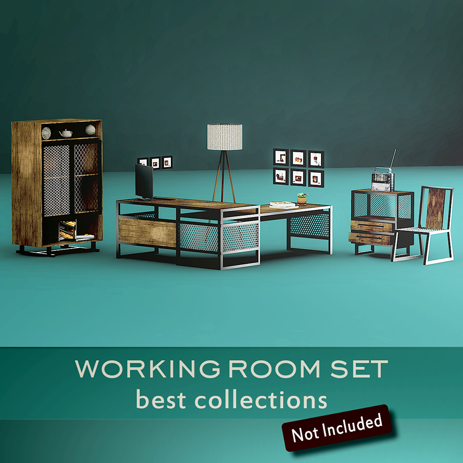 Interior Renee's working table industrial design Low-poly 3D model by ...