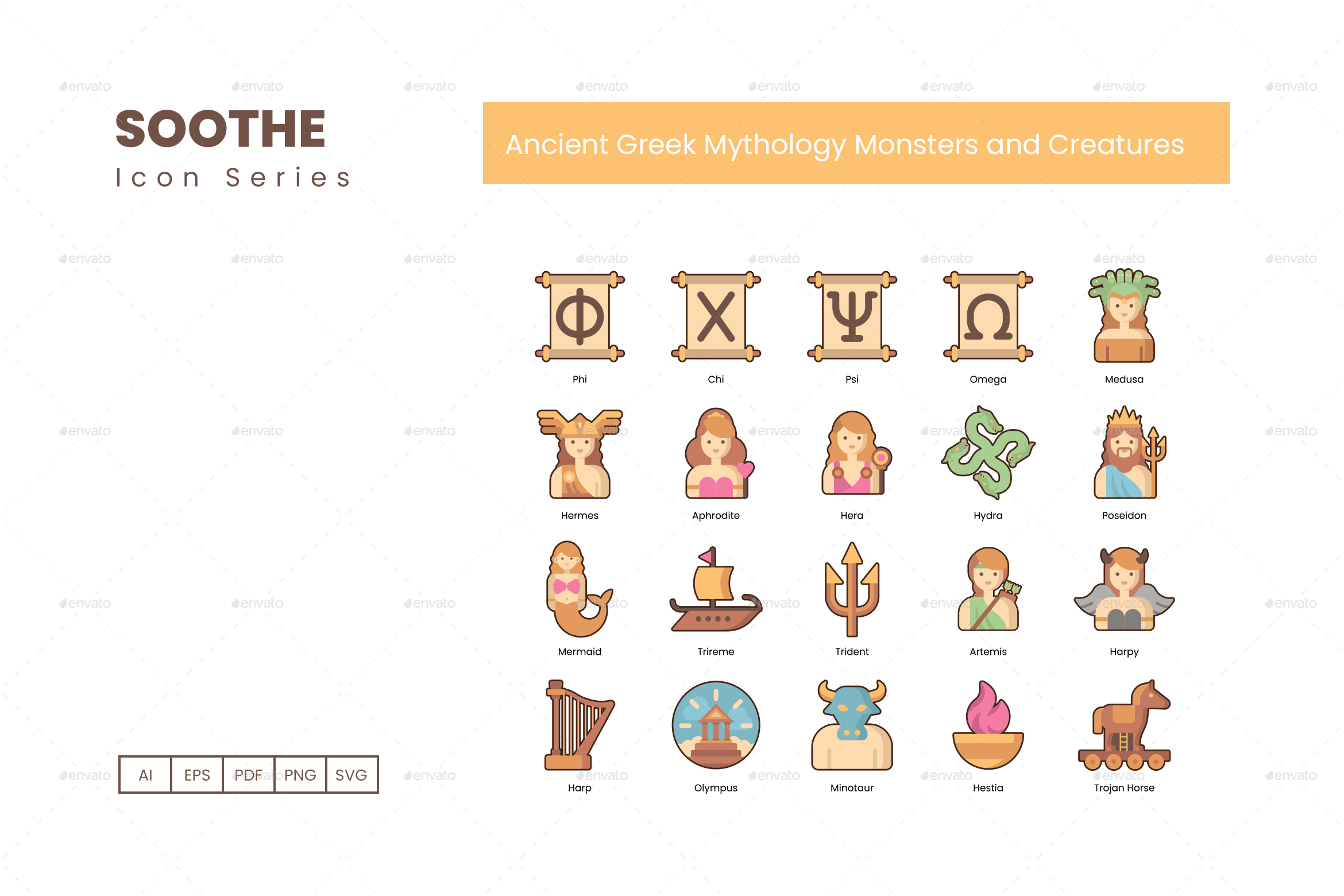 84 Ancient Greek Mythology Monsters and Creatures Icons | Soothe Series ...