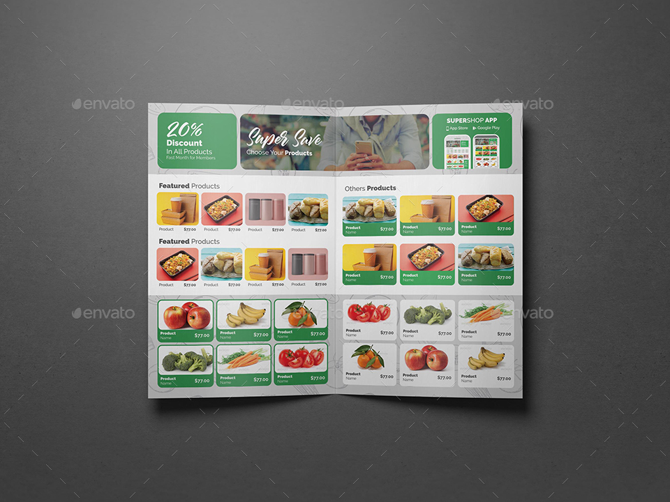 Supermarket Bifold Brochure, Print Templates | GraphicRiver