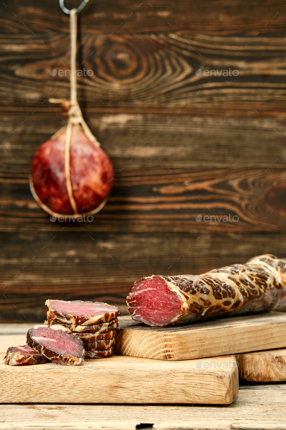 Smoked dried beef meat and slices Stock Photo by boomeart | PhotoDune