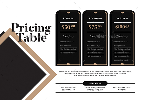 Pricing Table, Print Templates | GraphicRiver